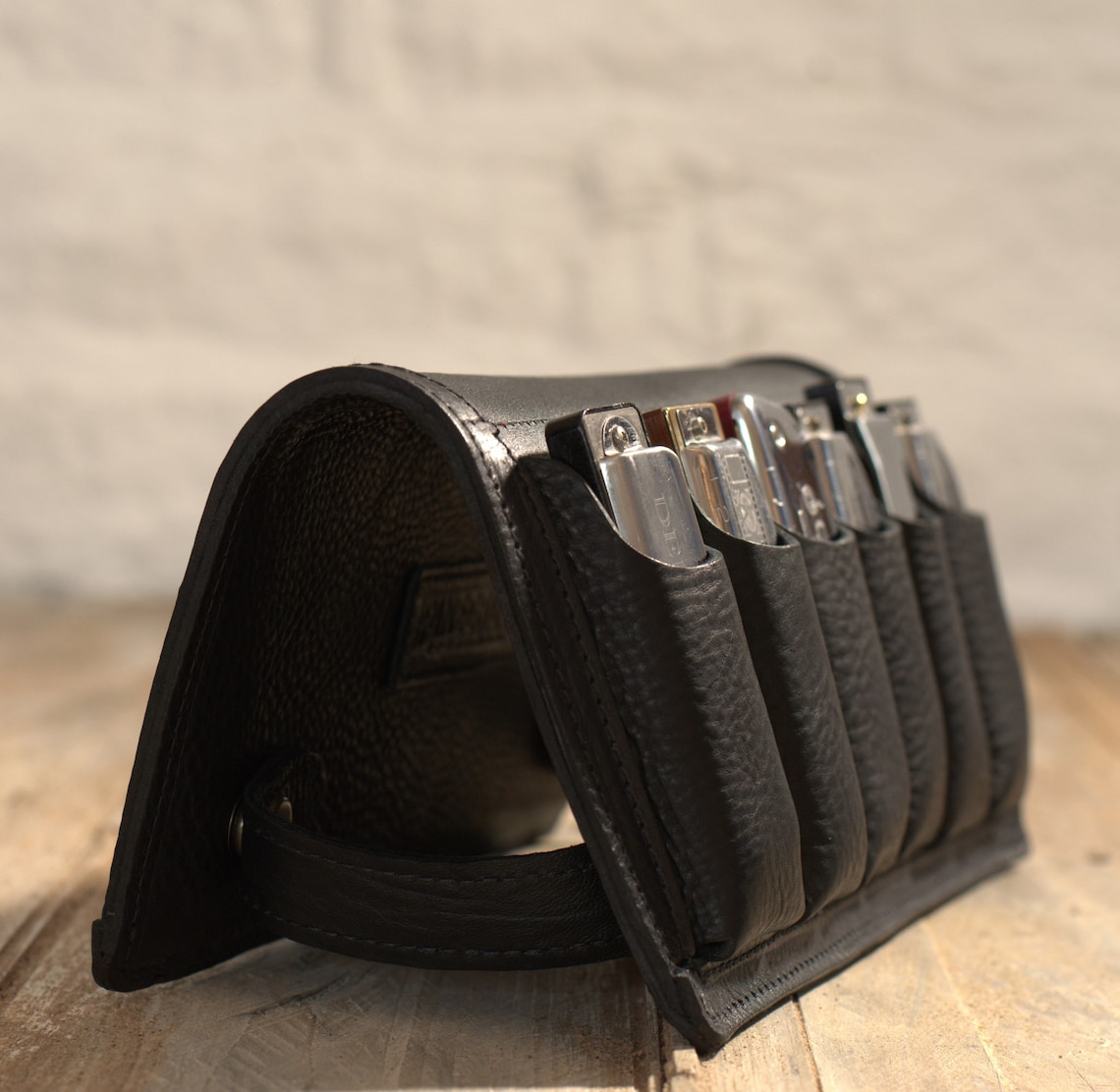 6-Pack Leather Harmonica Case leather blues harp holder six | Etsy