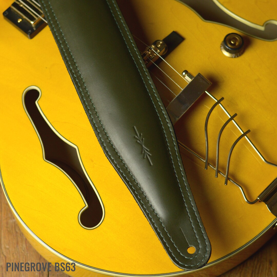 Dark Green Leather Guitar Strap or Bass Strap, Double-padded for ...