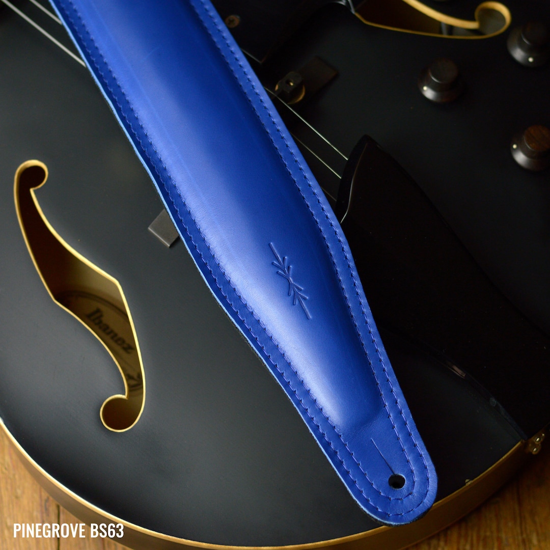 Blue Leather Guitar Strap or Bass Strap, Double-padded for Comfort,bs63 ...