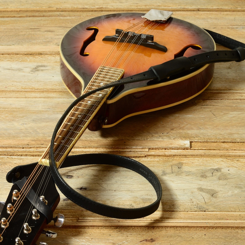 Black Leather Mandolin Strap 3/4 Wide Adjustable - Etsy