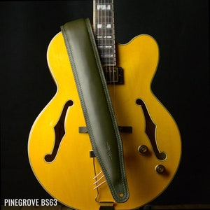 Dark Green Leather Guitar Strap or Bass Strap, Double-padded for Comfort,bs63, 3 Inches Wide ...