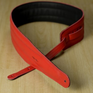 4 Inch Wide Flame Red Bass Strap, Leather Bass Guitar Strap, Guitar ...