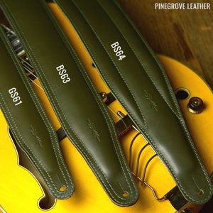 Dark Green Leather Guitar Strap or Bass Strap, Double-padded for ...