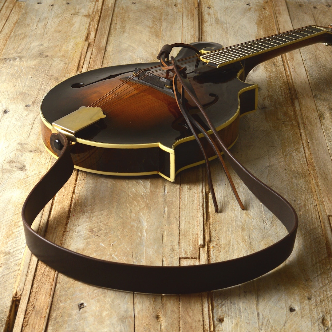Brown Leather Mandolin Strap, Full Grain Cowhide, Pinegrove MS50 ...