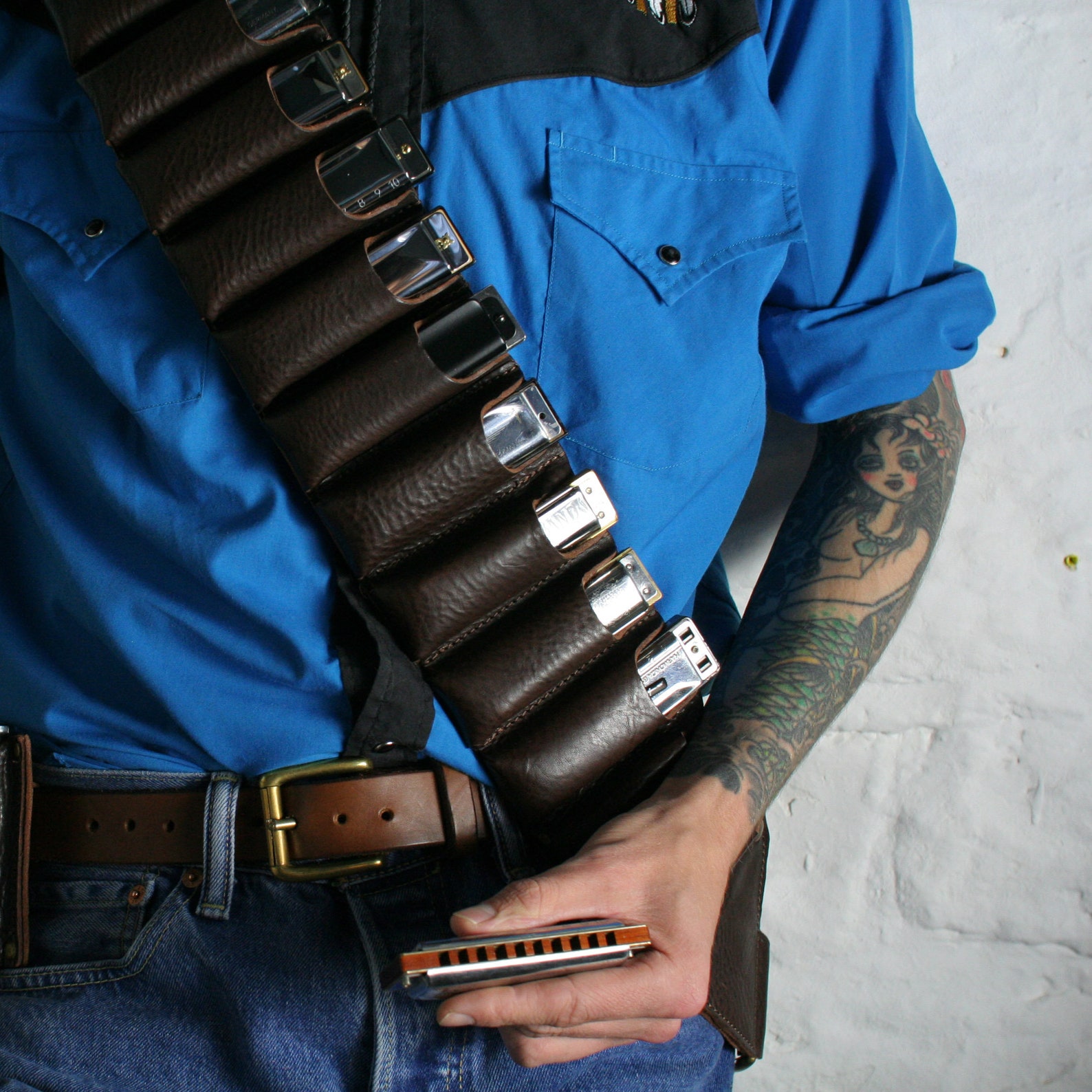 Leather Harmonica Bandolier Harmonica Shoulder Belt Blues - Etsy