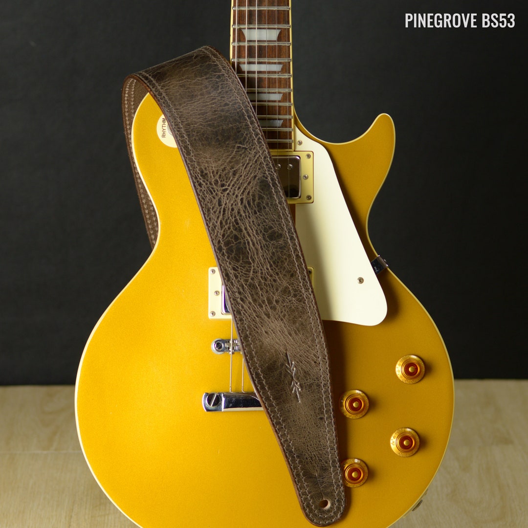 Dark Brown Relic Leather Guitar Strap, BS53, 3 Inch Wide Guitar Belt, Naturally-tanned Thick ...