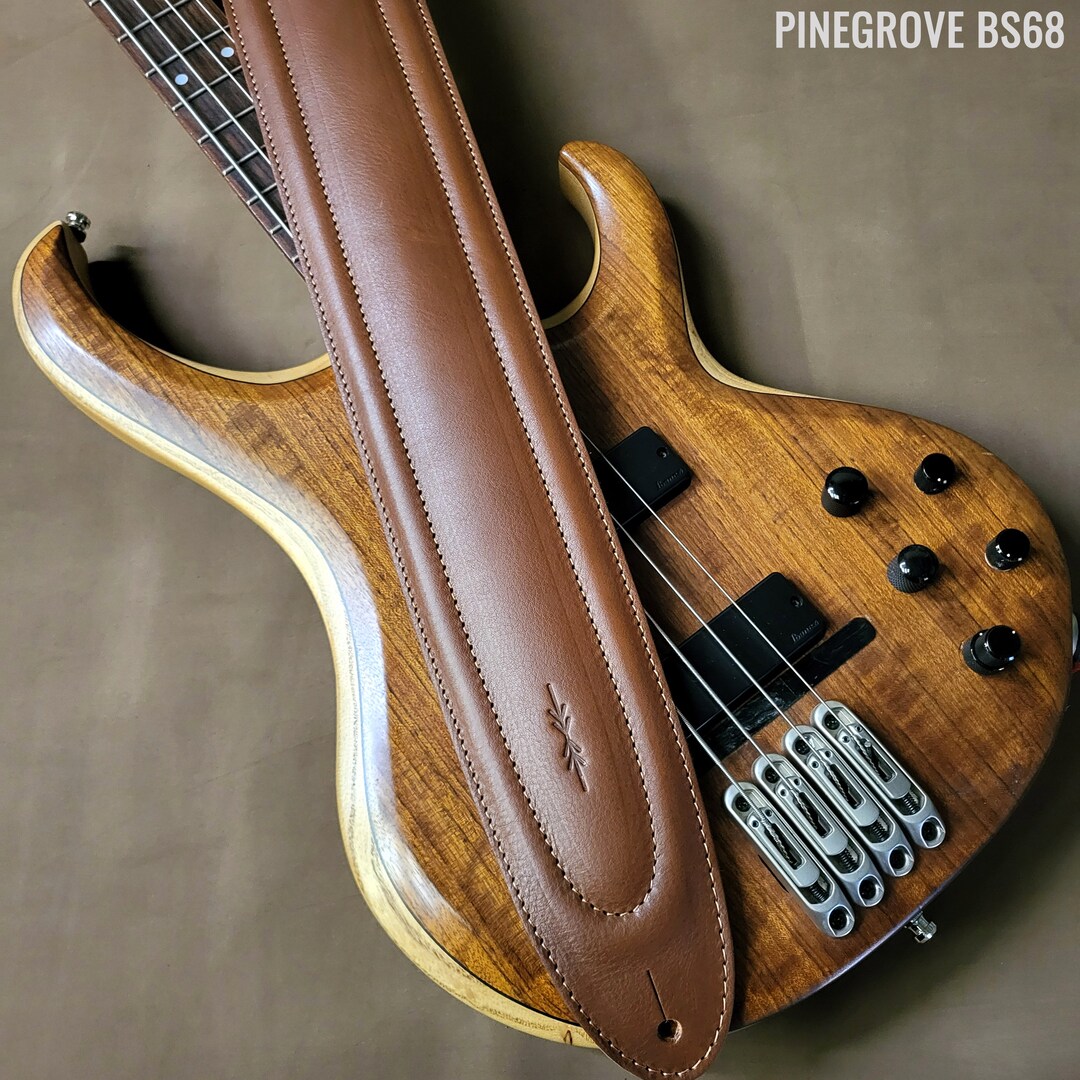 Tan Leather Bass Guitar Strap, BS68 Surfboard, Double-padded, 4 Inches ...