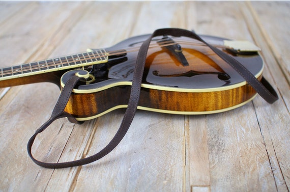Dark Brown Leather Mandolin Strap Custom Made Bluegrass | Etsy