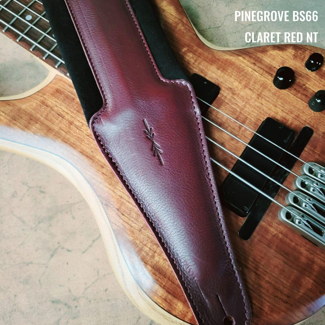 Claret Red Leather Guitar Strap or Bass Strap, 4 Inch Wide (10cm), BS66 ...