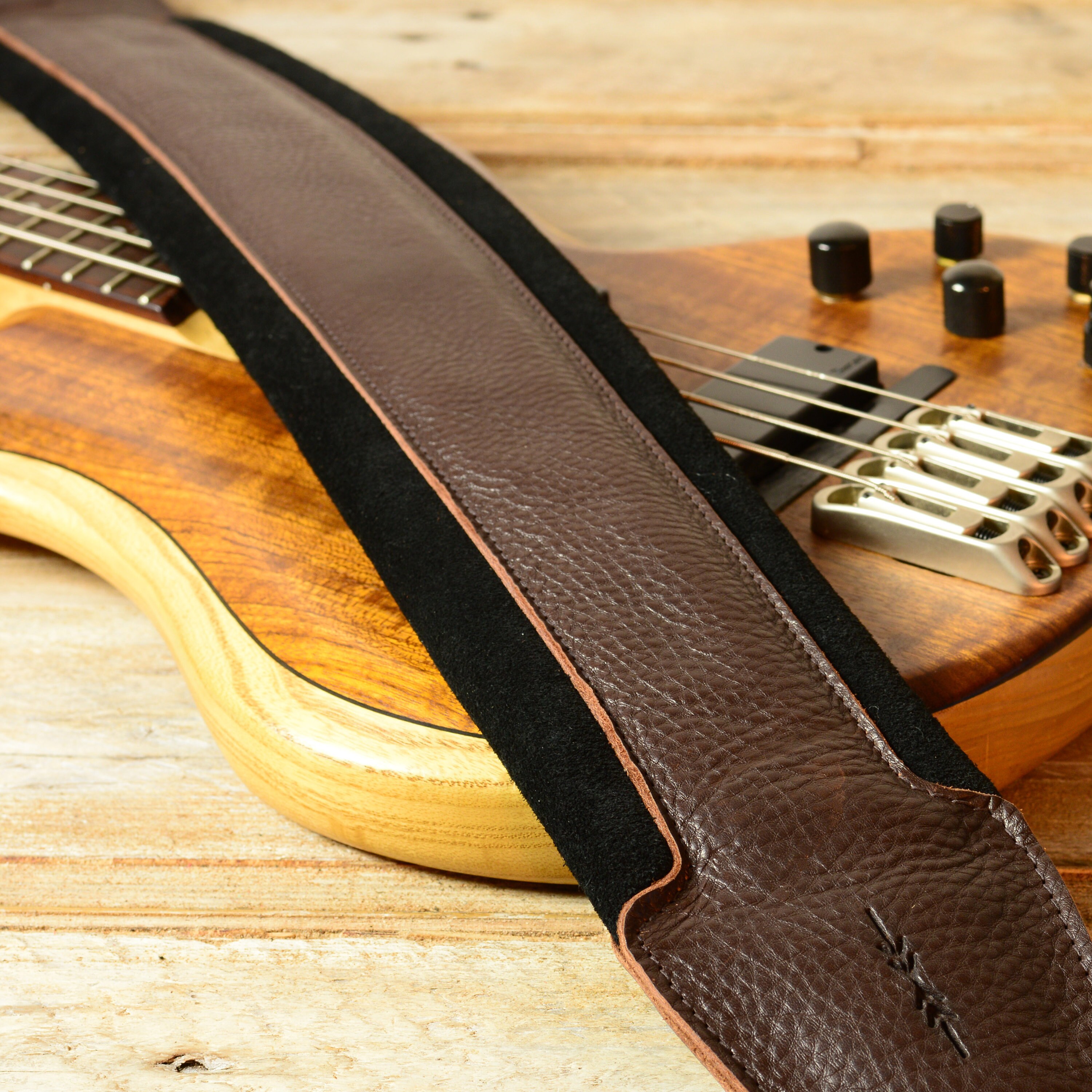 4 inch wide Brown & Black Guitar Strap or Bass Strap BS66 | Etsy
