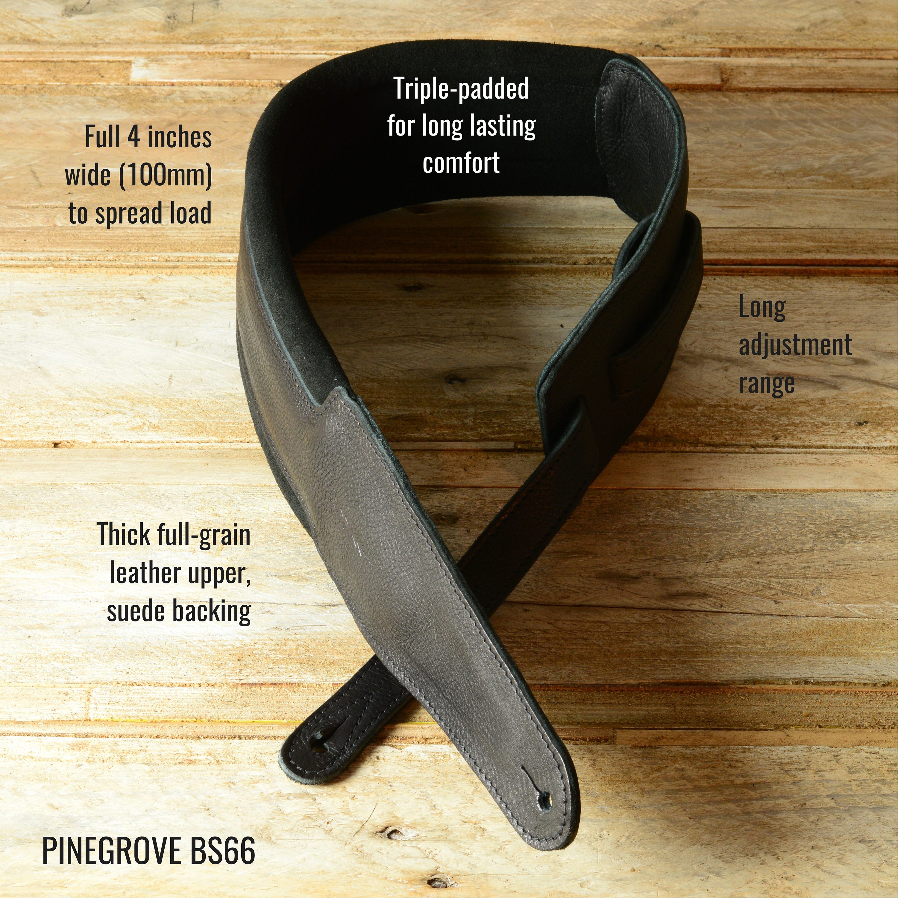 4 Inch Wide Black Guitar Strap or Bass Strap BS66 Double - Etsy UK