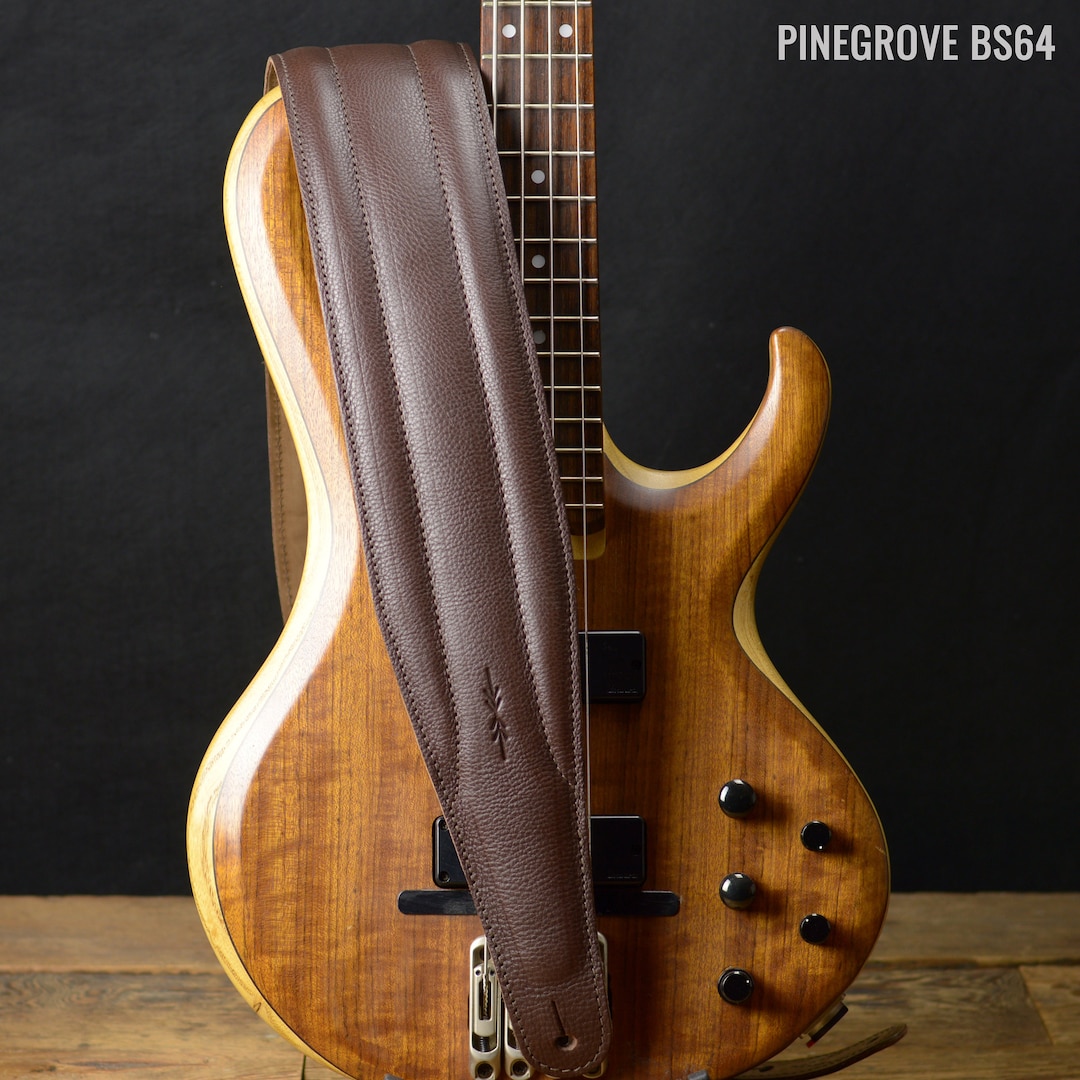 Wide Brown Leather Guitar Strap or Bass Strap Bass Strap, BS64, Double ...