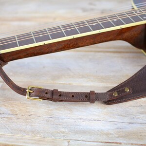 Dark Brown Leather Dobro Guitar Strap, 60mm Width, Dobro Strap ...