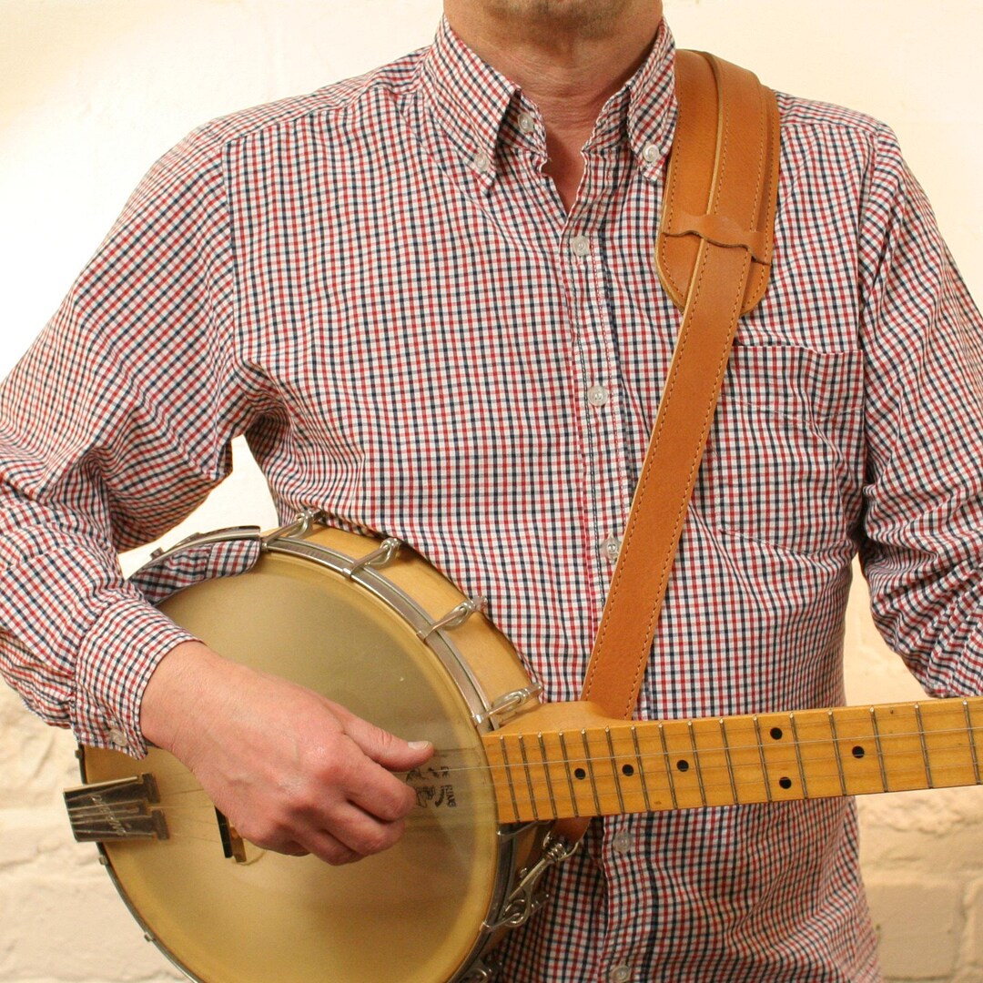 Handmade Leather Banjo Strap, Soft Shoulder Pad, Thick Cowhide ...