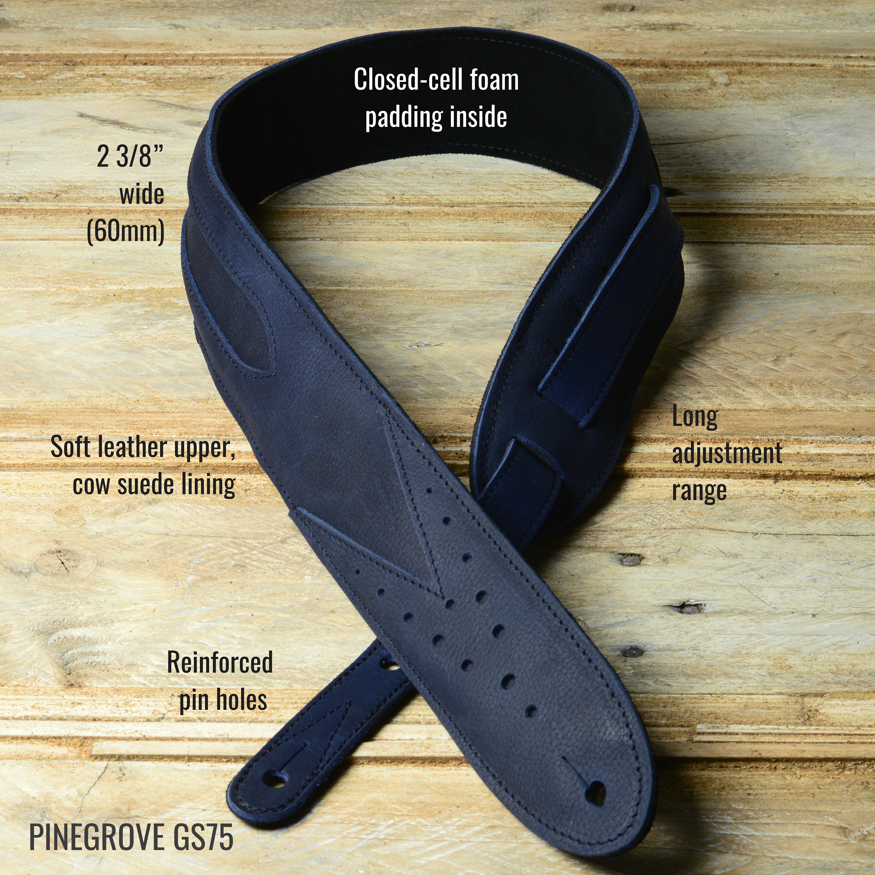 Premium Blue Leather Guitar Strap GS75 Style Full Grain High - Etsy