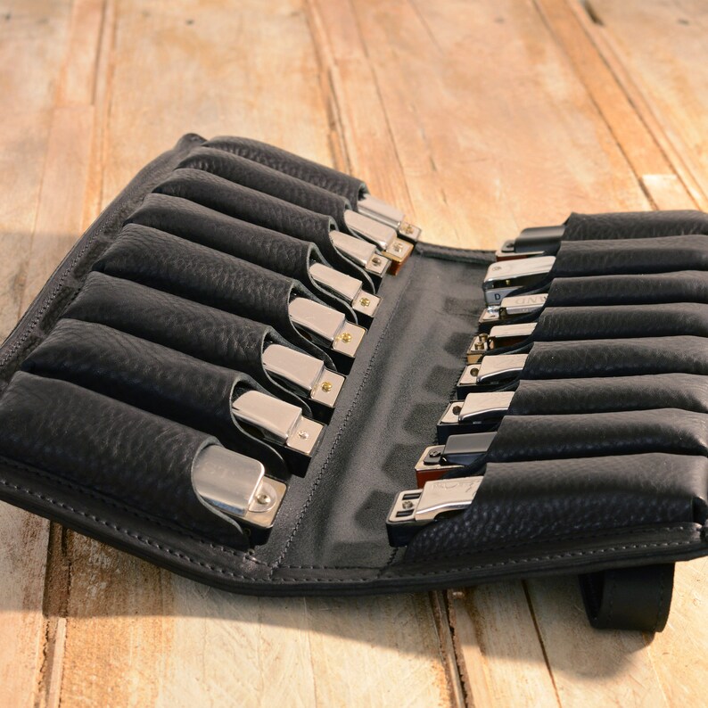 16-Pack Leather Harmonica Case leather blues harp holder | Etsy