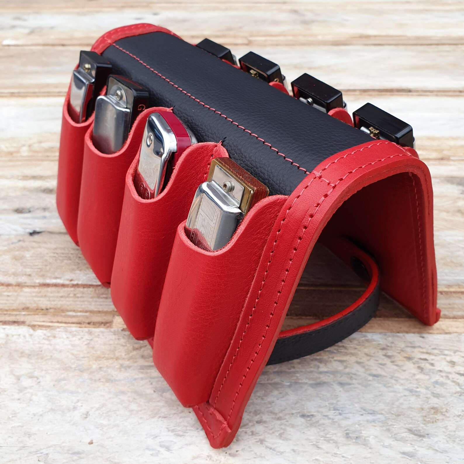 8-pack Red Leather Harmonica Case Leather Blues Harp Holder - Etsy