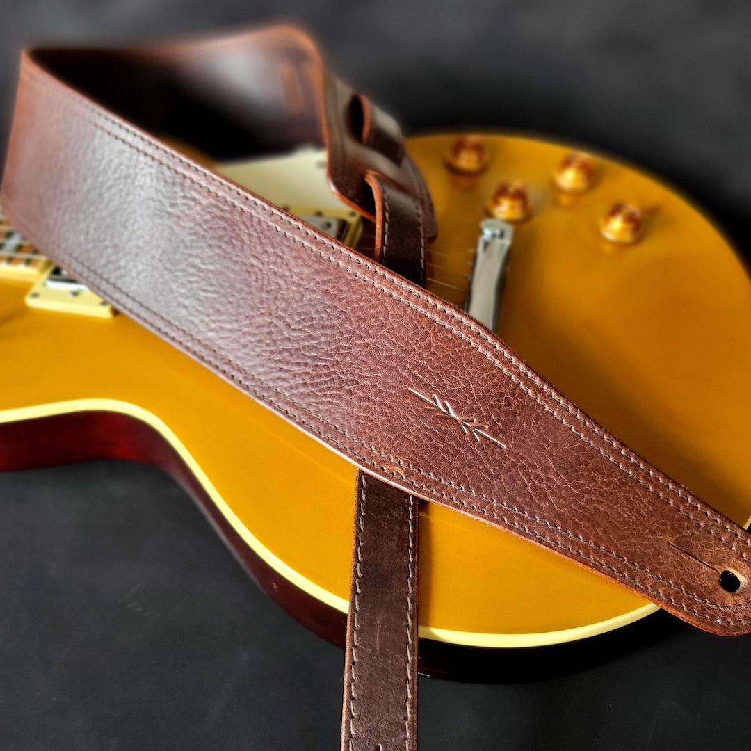 Wide Leather Guitar Strap, BS53 Brown, 3 Inch Wide,real Full-grain ...