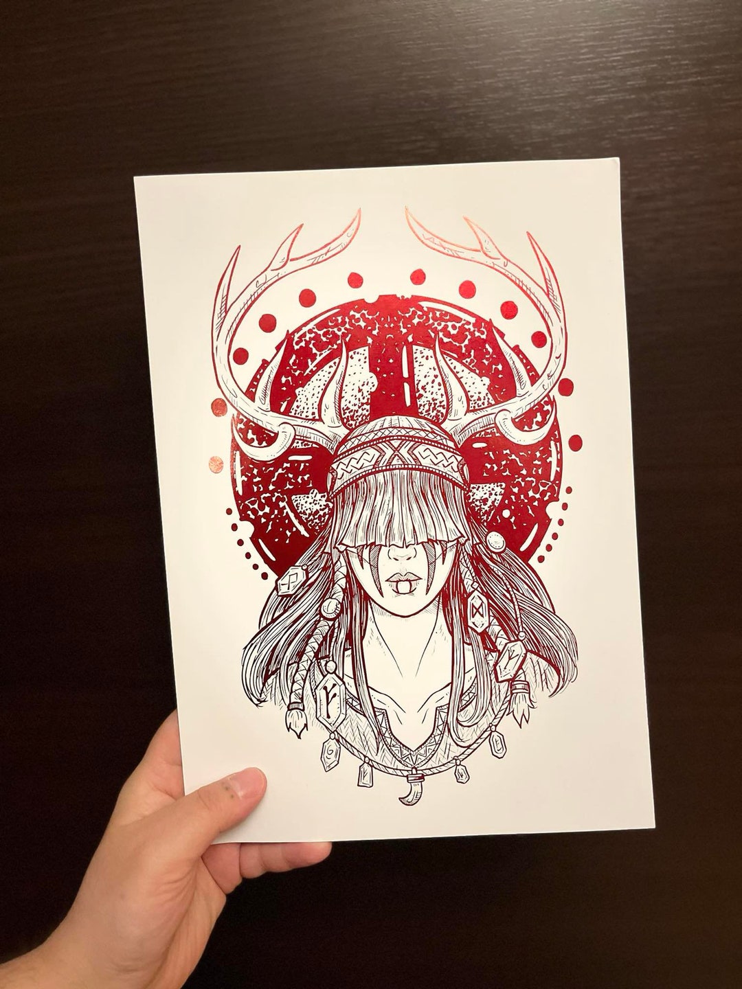 Heilung Shaman Foil Print Art Folk Viking Wall Art, Norse Mythology ...