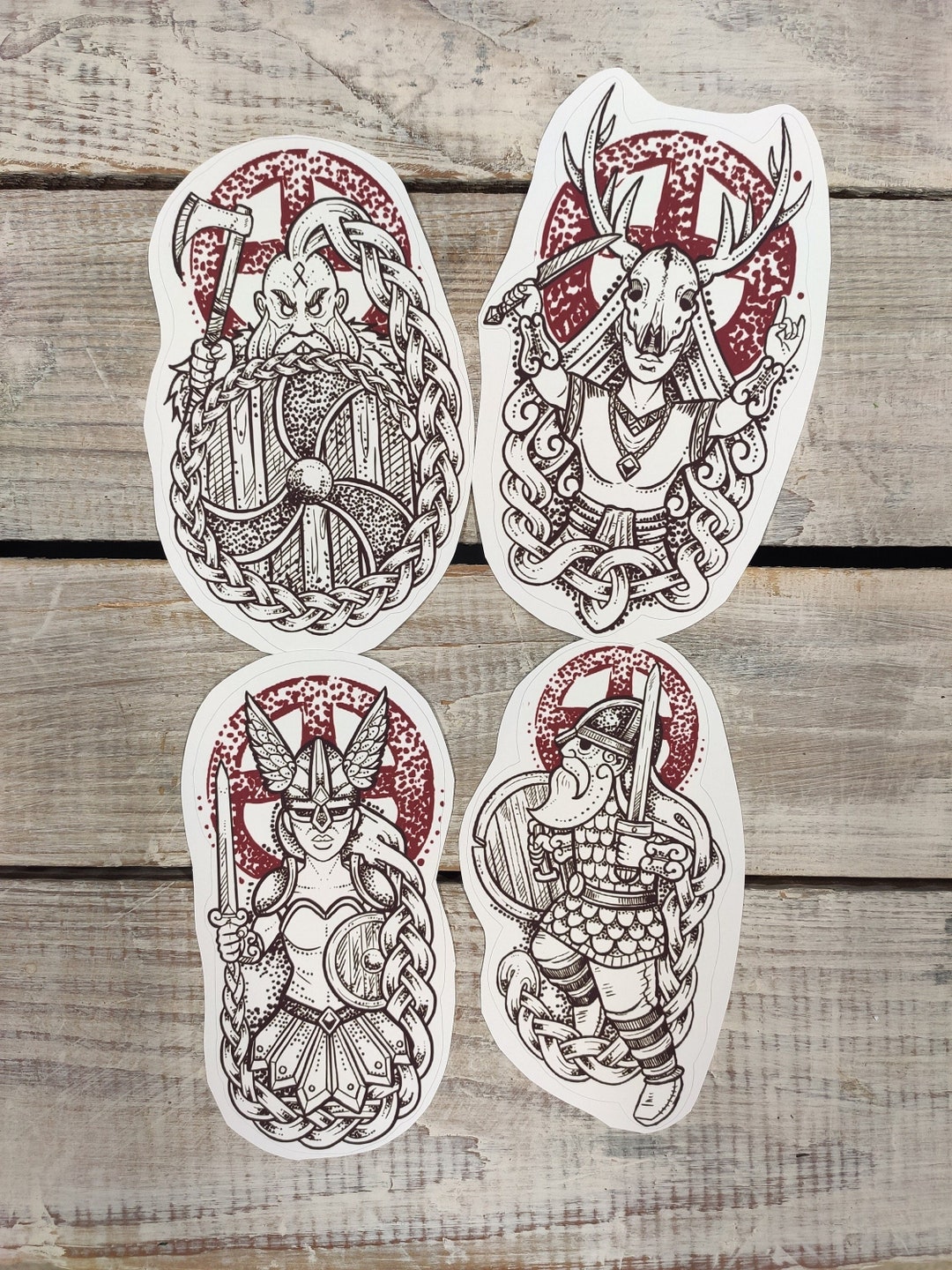 Viking Large Stickers Set Art Fantasy Nordic Norse Gift for Him Phone ...