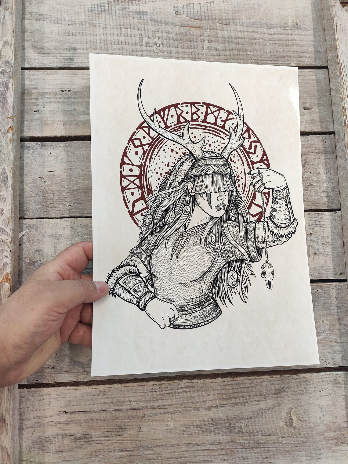 Heilung Pagan Shaman Large Poster Art Print Folk Viking Wall Art, Norse ...