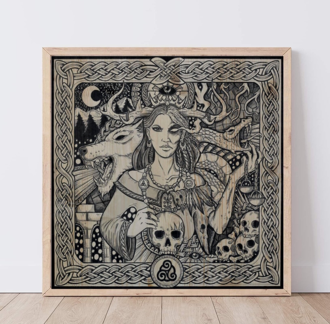 Viking Goddess Hel, Large Print, Norse Fantasy, Forest Witch Witchy ...