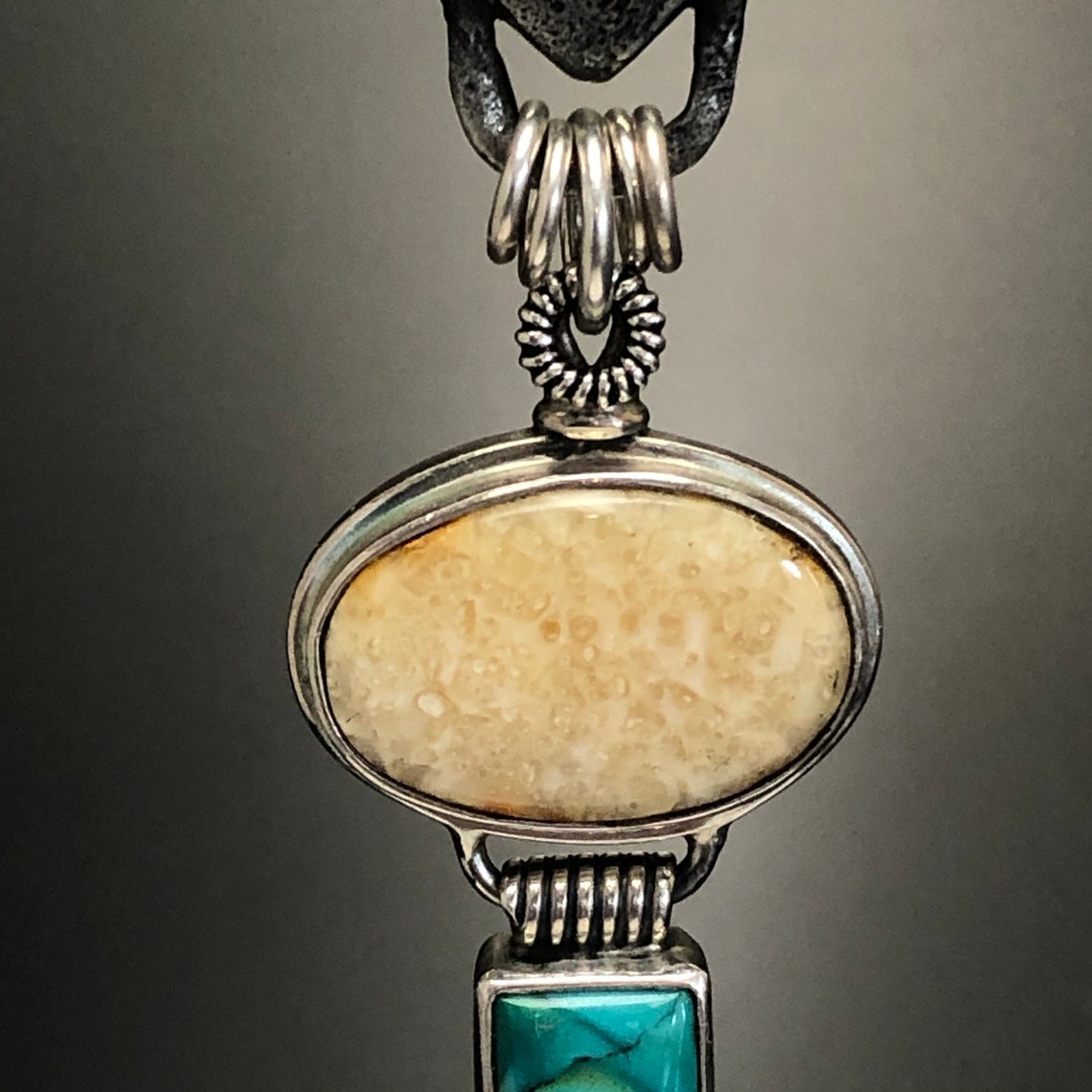 Turquoise Silver Bone Pendant,turquoise Necklace,judie Mountain Jewelry ...
