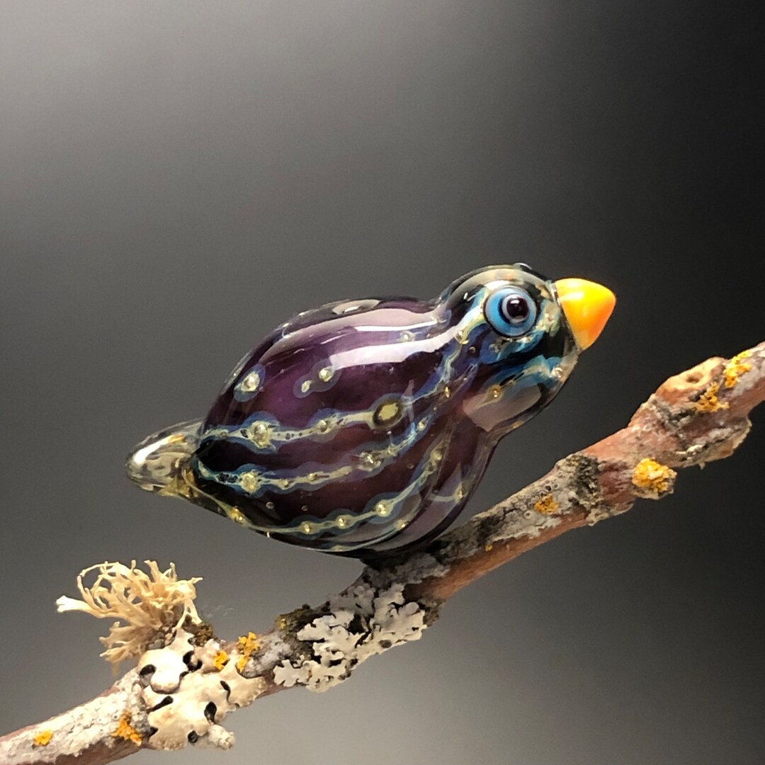 Purple Bird Bead Glass Bird Bead - Etsy