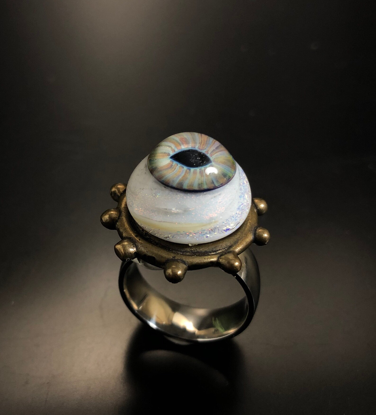 Hazel Eye Ring Eyeball Ring Glass Eye Jewelryglass Eye Ringartisan Jewelryhandmade Jewelry