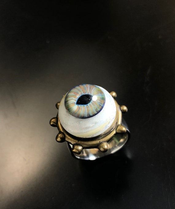 Hazel eye ring eyeball ring glass eye jewelry glass eye ring artisan jewelry handmade jewelry silver ring R 3 Etsy