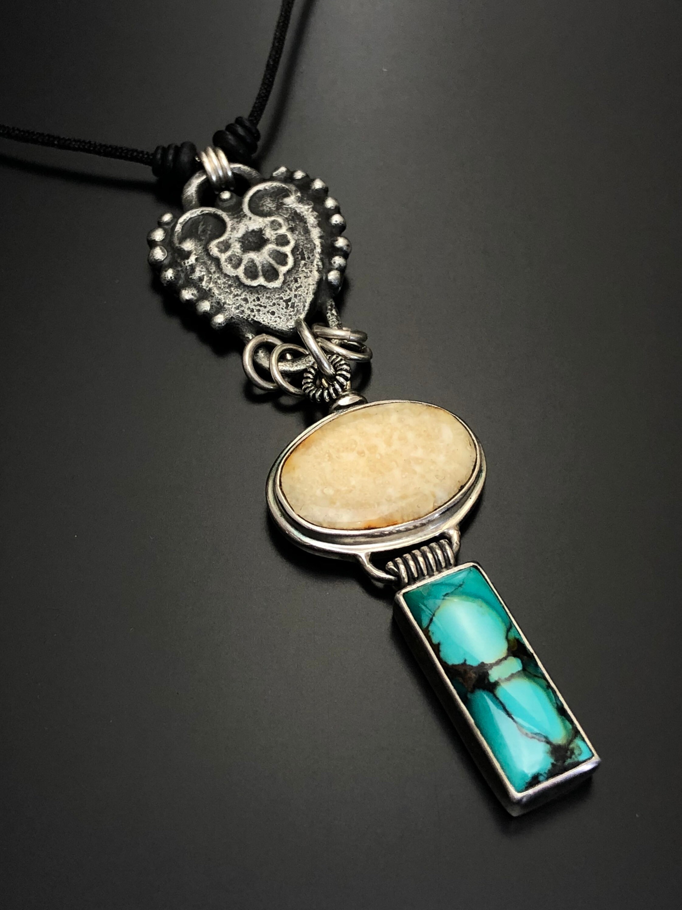 Turquoise Silver Bone Pendant,turquoise Necklace,judie Mountain Jewelry ...