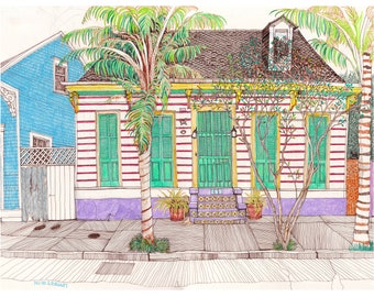 Wooden Creole House New Orleans Art Print - Etsy