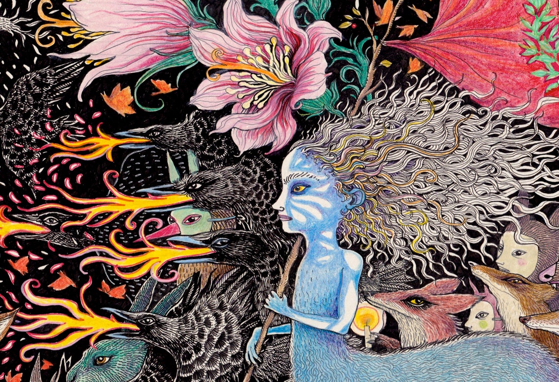 Fantasy Art Print, Animal Illustration, Maximalist Decor - Etsy