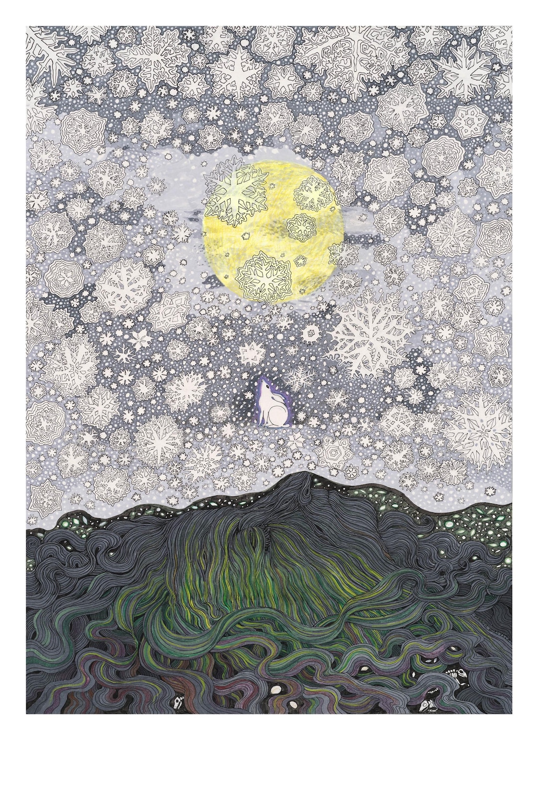 February Full Moon Snow Moon Art Print - Etsy