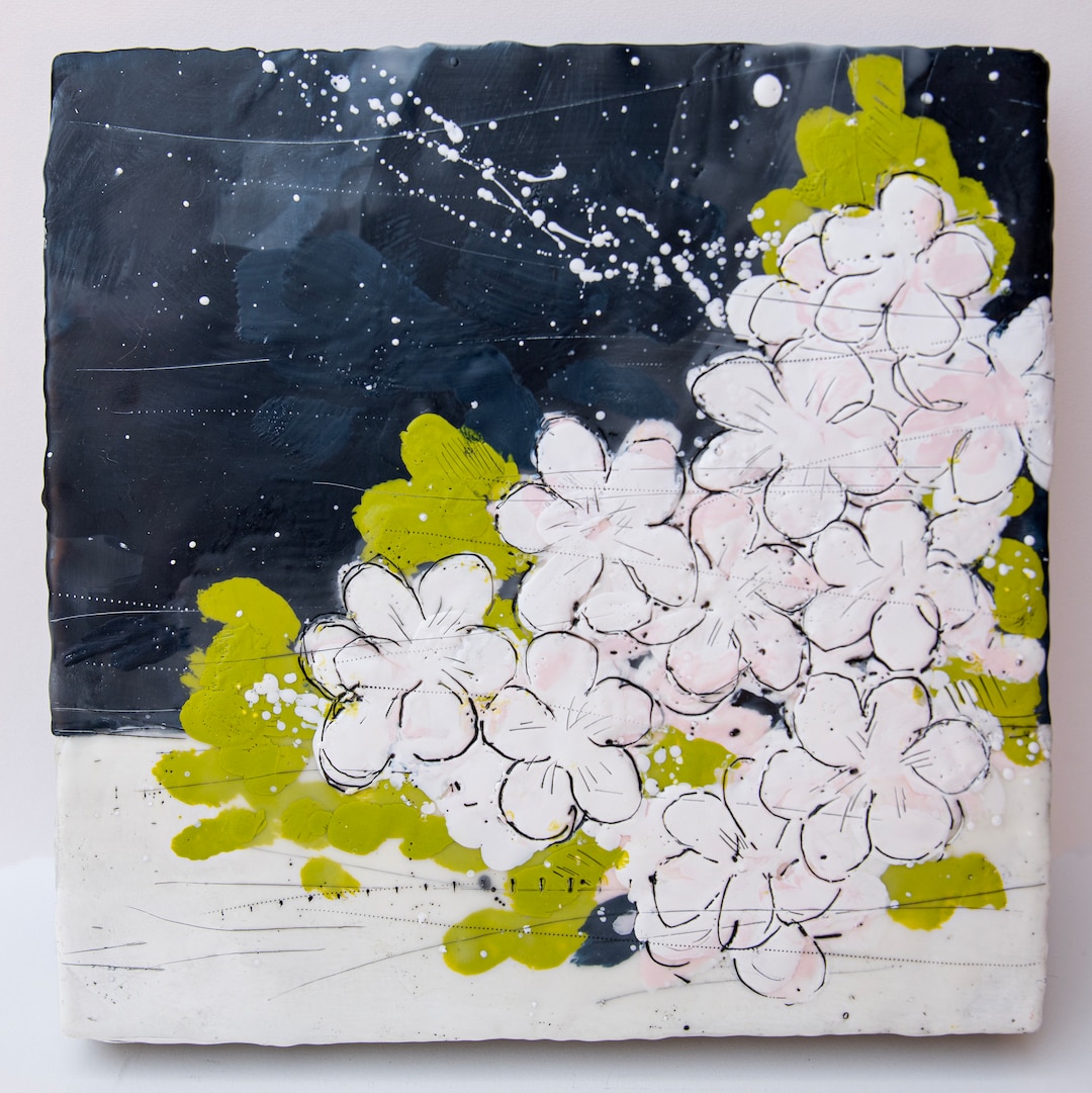 Original 12x12” Abstract Encaustic Floral Painting: Turn on an Old ...