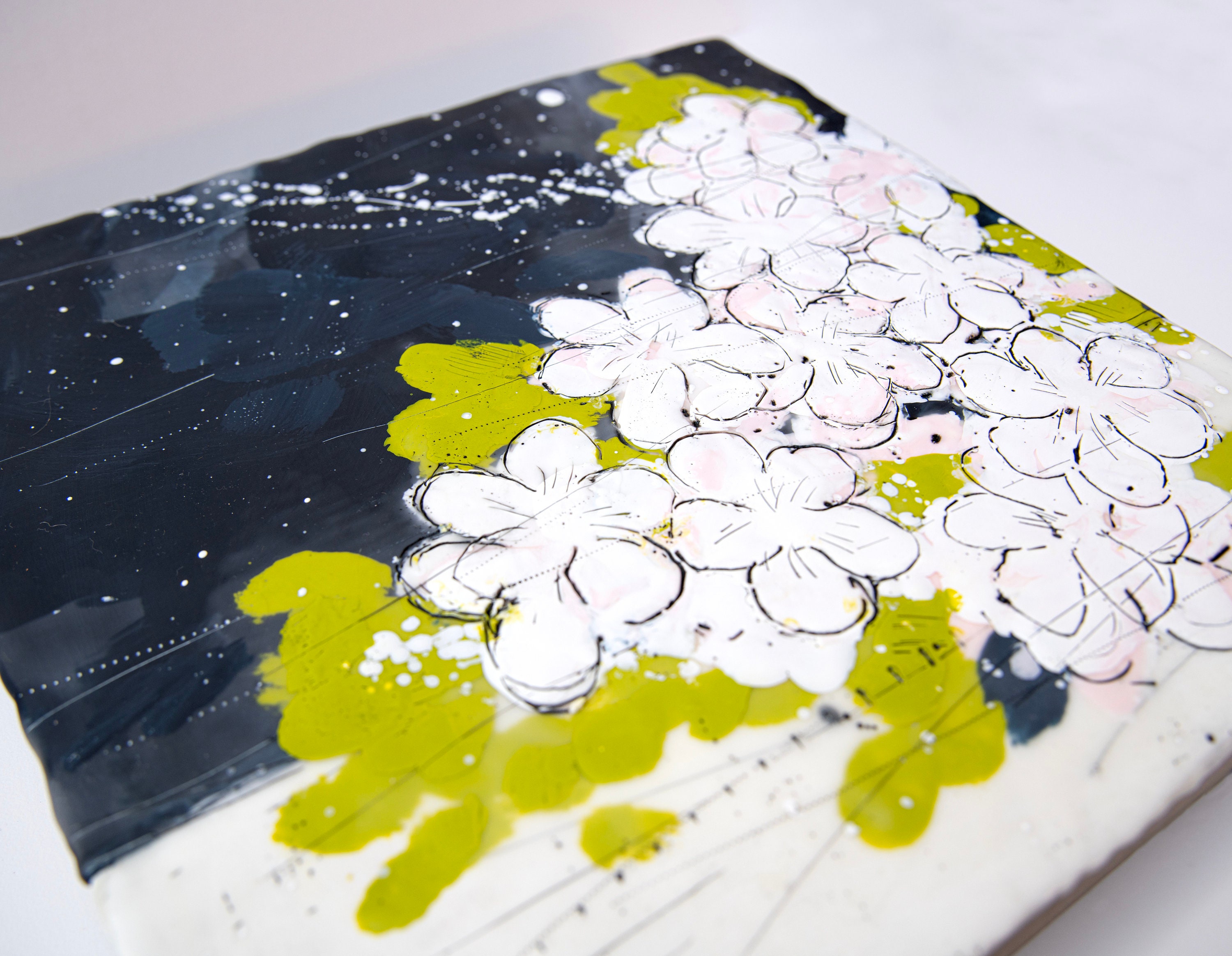 Original 12x12” Abstract Encaustic Floral Painting: Turn on an Old ...
