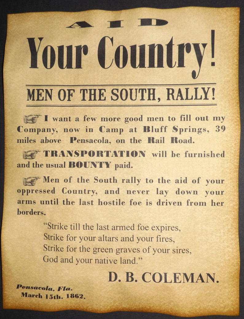 Set of 5 Confederate Civil War Recruiting Posters Virginia | Etsy