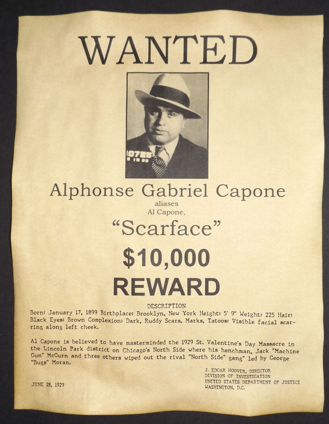 Set of 5 Gangster Wanted Posters Bonnie & Clyde Al Capone - Etsy