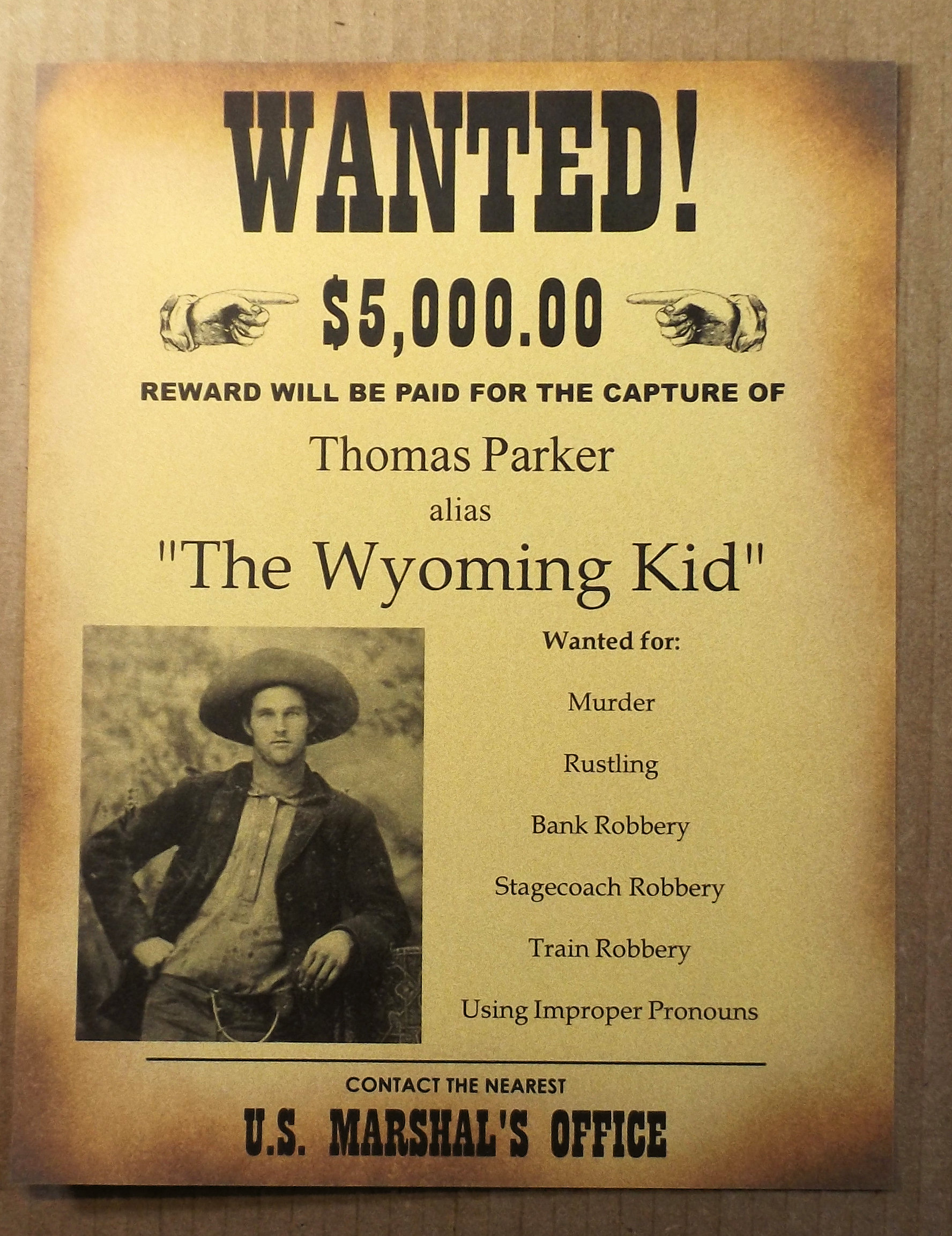 Real Wanted Poster Wild West