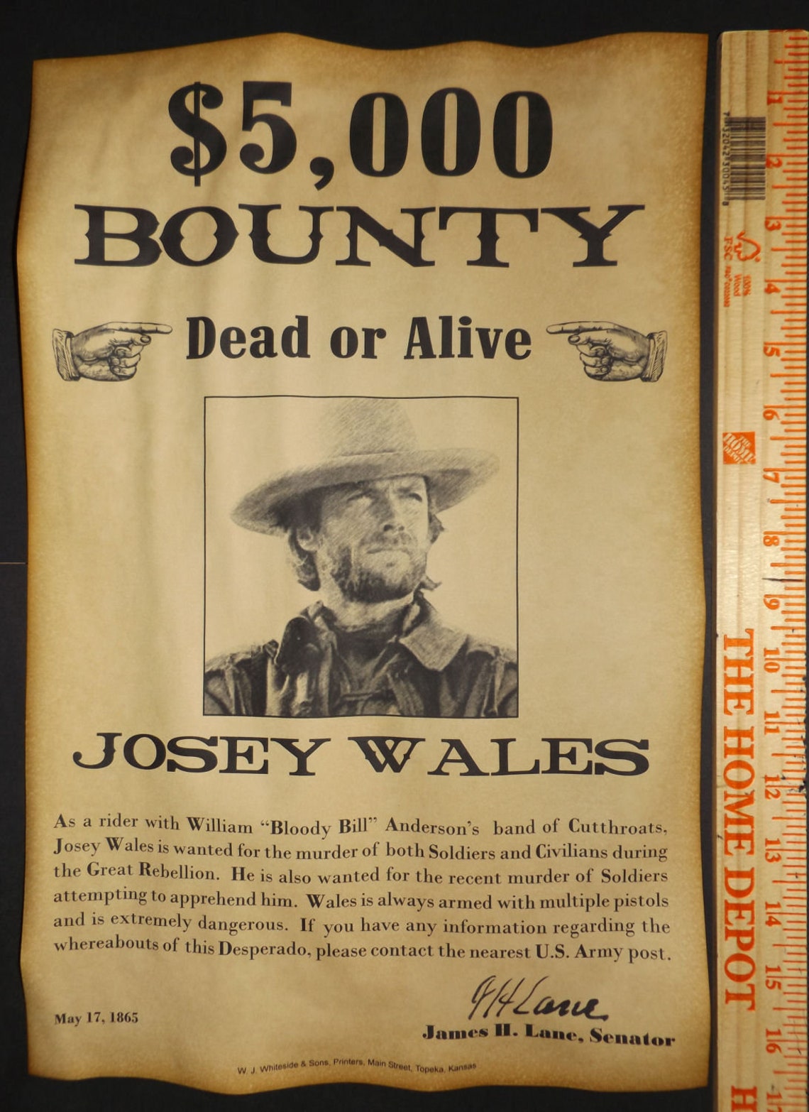 BIG 11 x 17 Josey Wales Wanted Poster old west western | Etsy