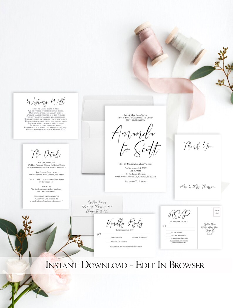 Editable Wedding Invitation Template Printable Wedding | Etsy