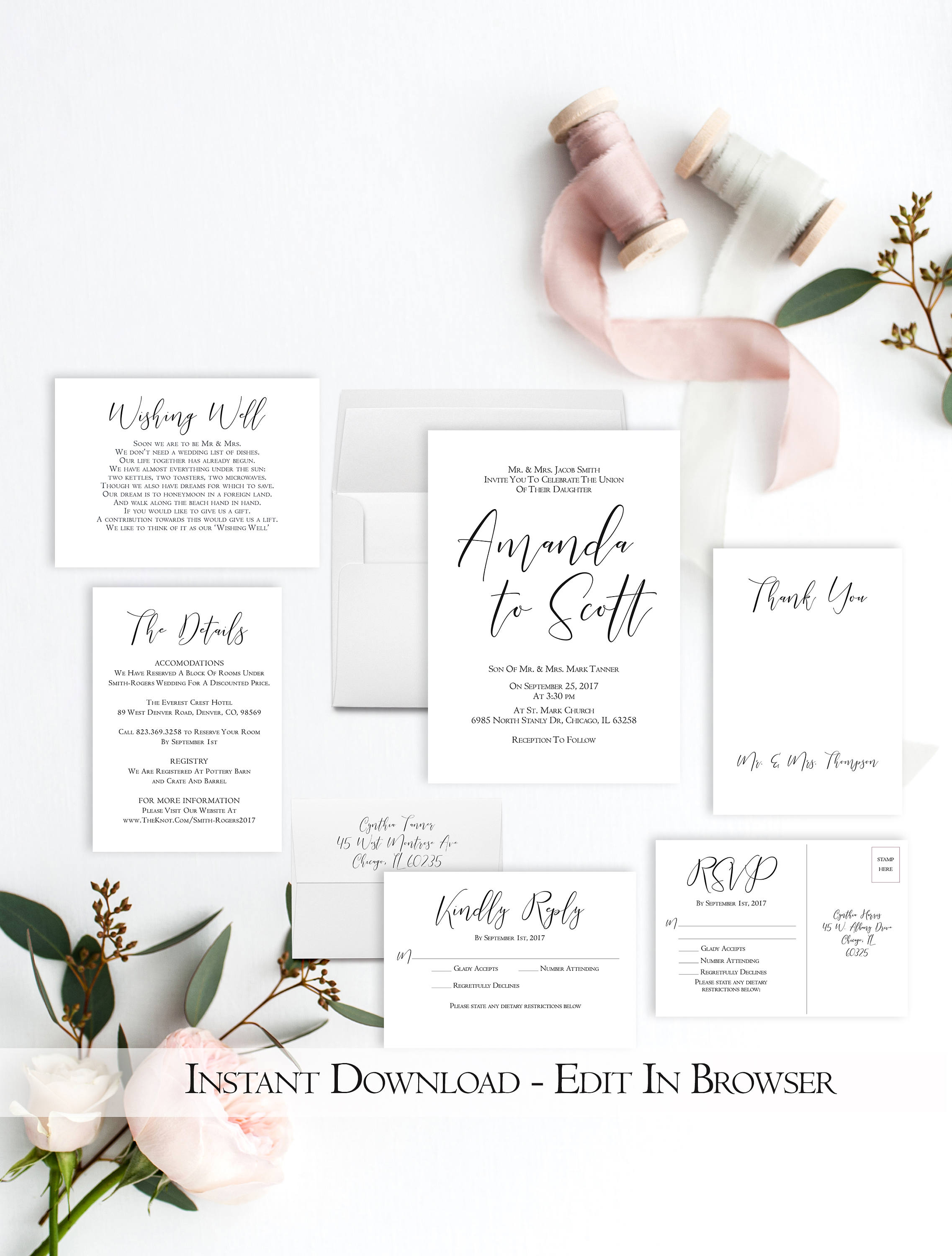 Editable Wedding Invitation Template Printable Wedding | Etsy