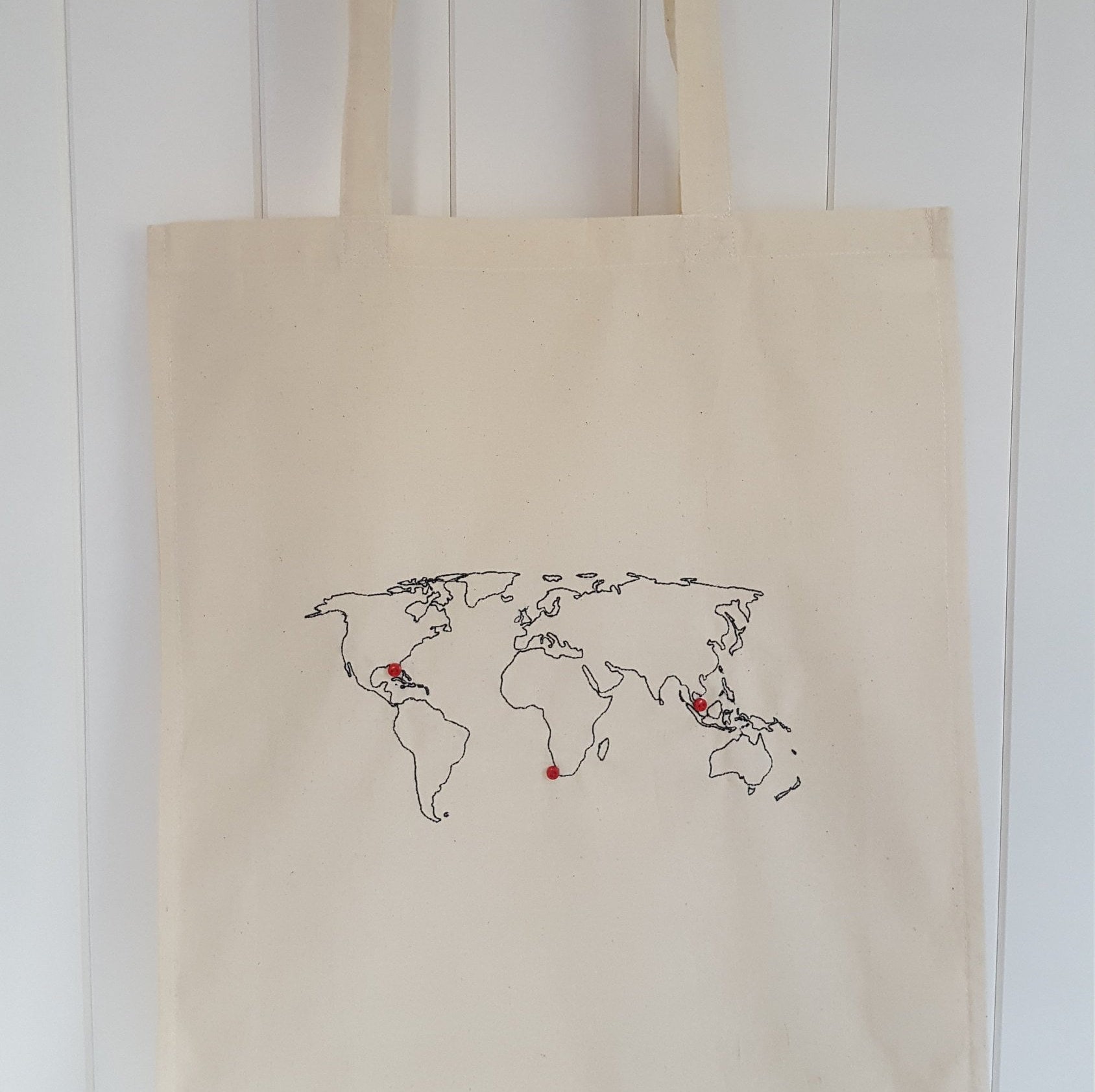 Personalised world map tote bag | Etsy