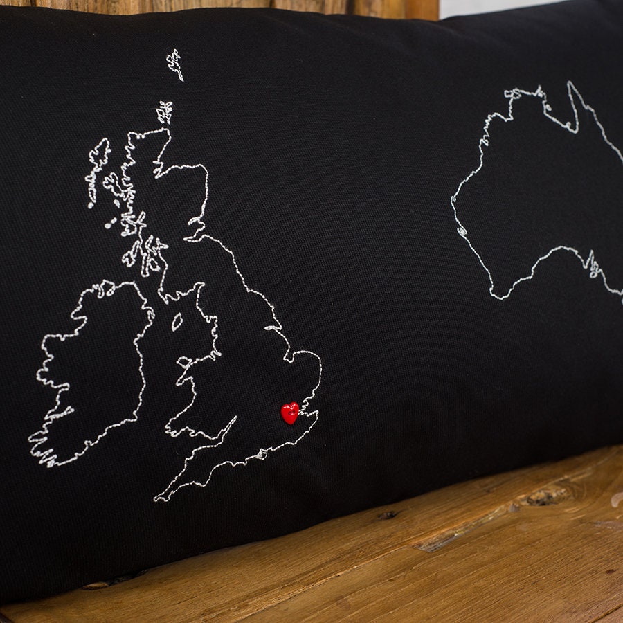 Personalised Map Cushion Cover Long Distance Love Missing - Etsy UK