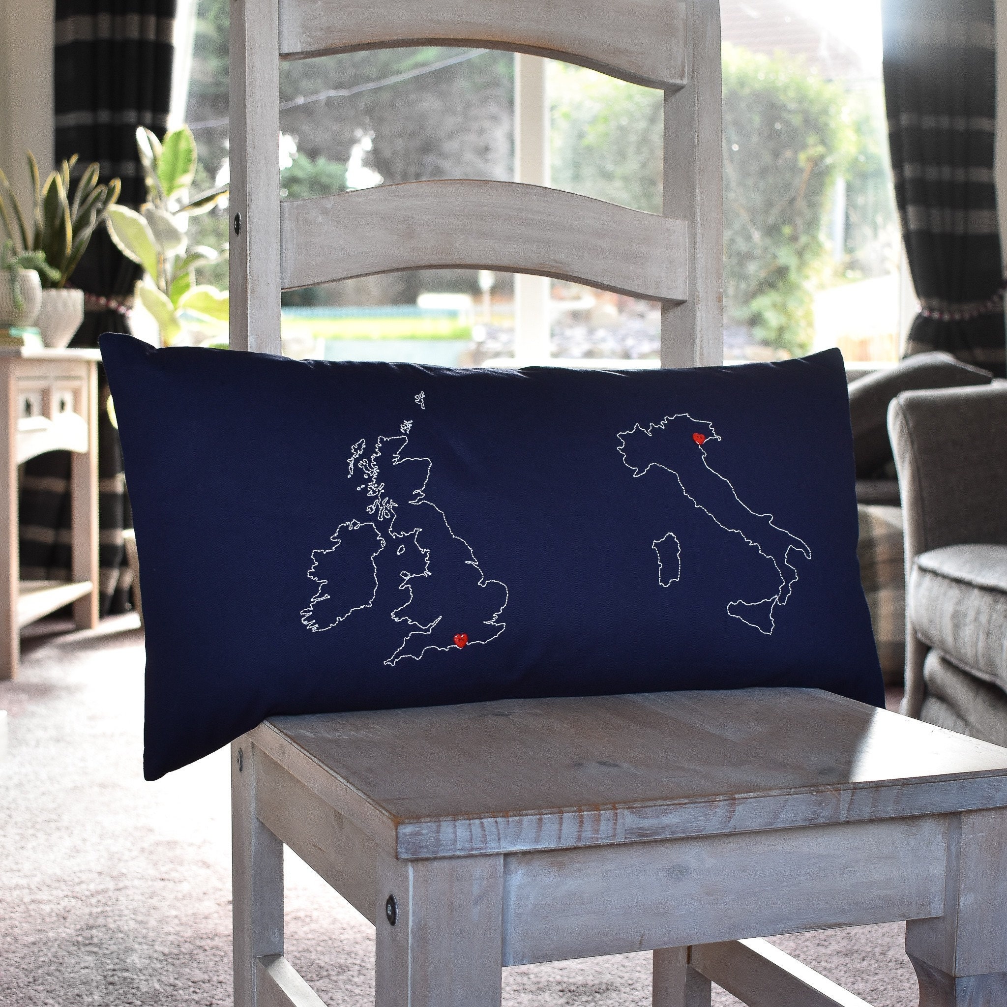 Personalised Map Cushion Cover Long Distance Love Missing - Etsy UK