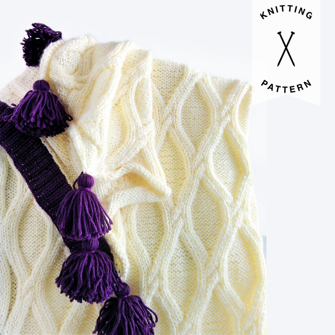KNITTING PATTERN: Twisted Cables Throw Chunky Knit Blanket Knitted ...