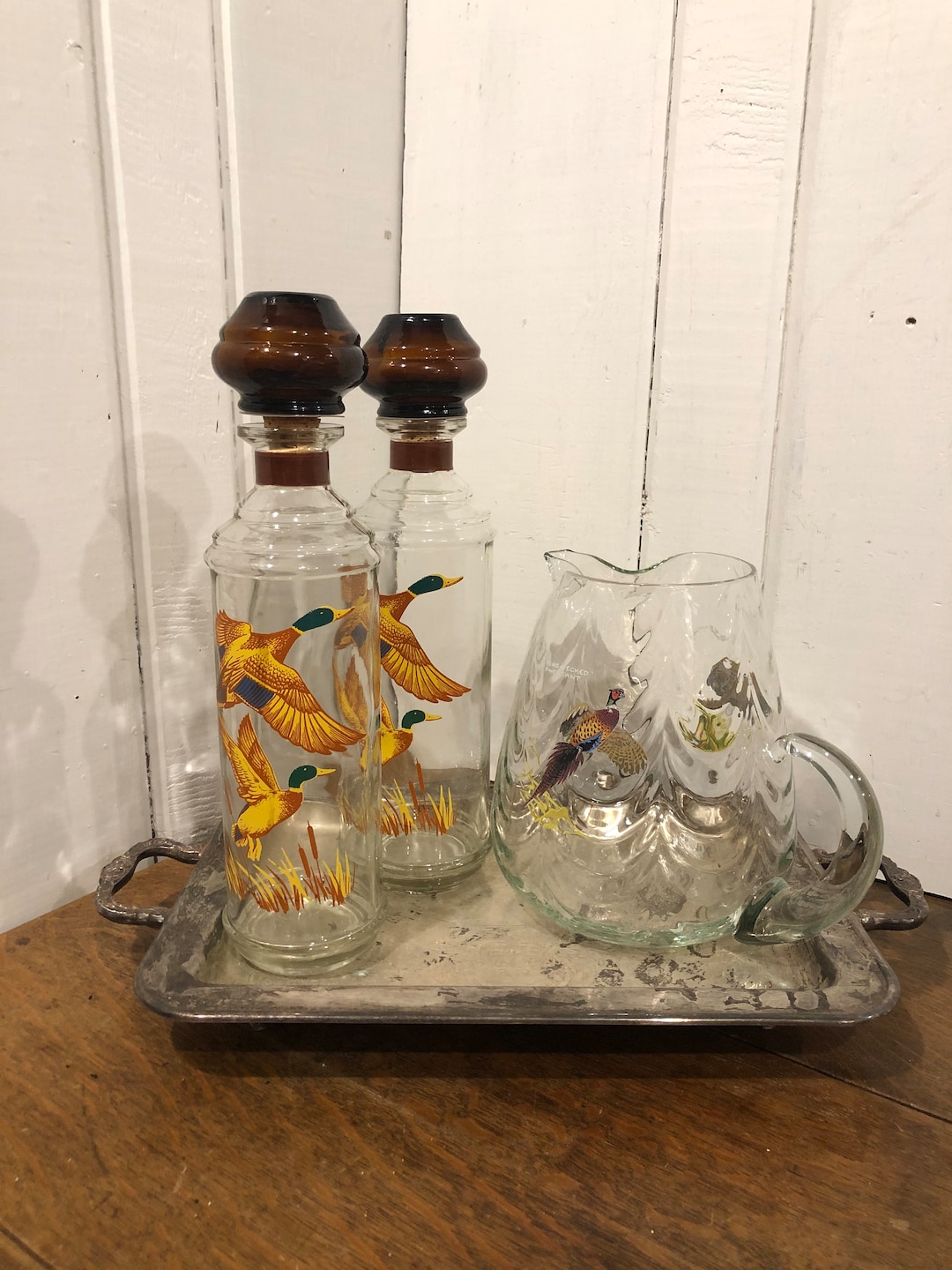 Vintage Liquor Whiskey Decanter Mallard Pheasant Pitcher - Etsy