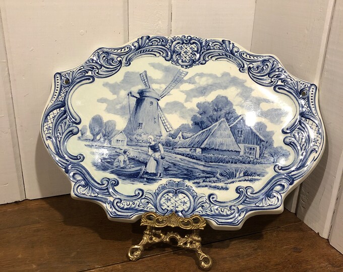 Antique Blue Delft Boch of Belgium Wall Plaque - Etsy