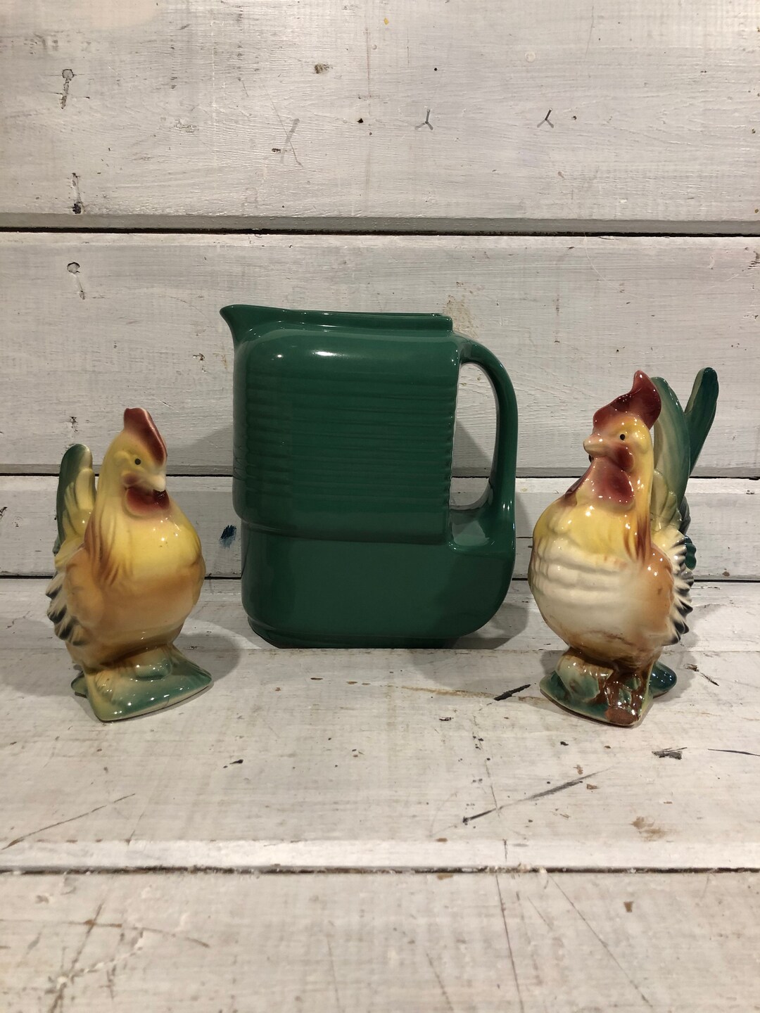 Vintage Hall Pitcher Green Blue - Etsy