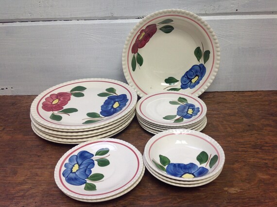 Vintage Southern Potteries Blue Ridge Pom Pom Hand Painted | Etsy